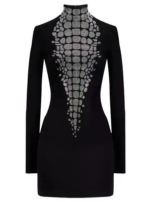 David Koma Croc-effect Mini Dress - Black