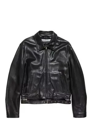 Acne Studios Belted Leather Jacket - Black