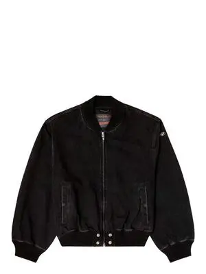 DIESEL® Ribbed Denim Bomber Jacket - Black