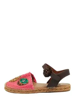 Dolce & Gabbana Leather Raffia Espadrilles - Pink