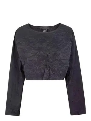 MARIA CALDERARA Crinkled Crop Top - Black