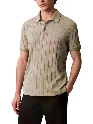 Calvin Klein Embossed Short-sleeve Polo Shirt - Neutrals