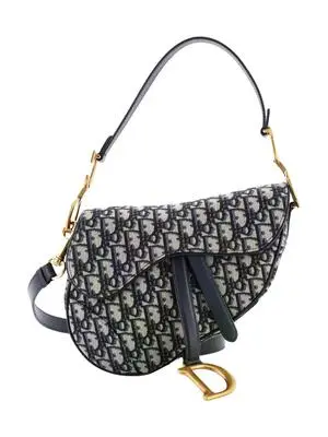 Dior Saddle Oblique Canvas Medium Shoulder Bag With Strap - Blue