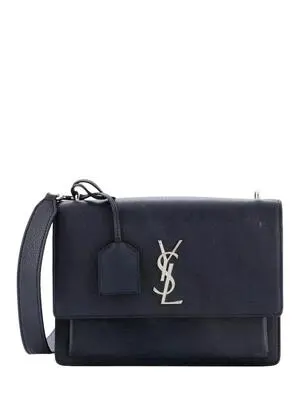Saint Laurent Sunset Satchel Leather Crossbody Bag - Blue