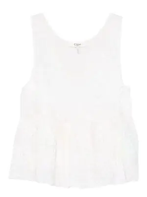 Chloé Jacquard Peplum Hem Top Neutrals
