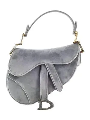 Dior Saddle Handbag Velvet With Crystals Mini Shoulder Bag - Blue