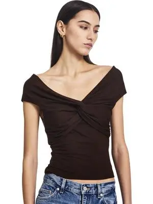 NINETY PERCENT Laila Twist Front Top In Micromodal - Bitter Chocolate