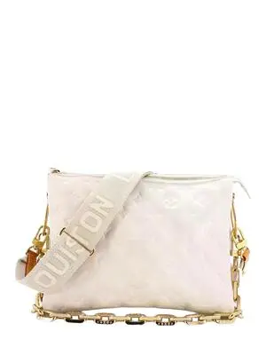 LOUIS VUITTON Coussin Pm Crossbody Bag In Embossed Monogram Lambskin - White