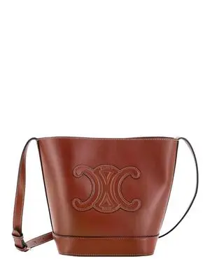 Celine Cuir Triomphe Leather Small Bucket Bag - Brown