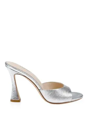 L'Agence Avery Leather Open-toe Mule - Silver Lizard