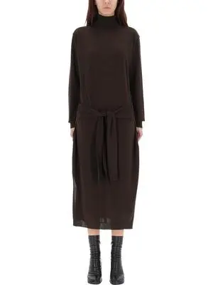 LEMAIRE Trompe L'oeil Midi Dress - Brown