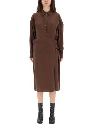 LEMAIRE Twisted Midi Dress - Brown