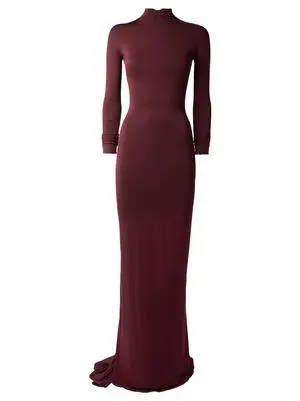 Alaïa Jersey Mock-neck Gown - Burgundy