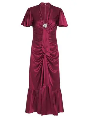 Cinq À Sept Silk Embellished Peeta Midi Dress - Red
