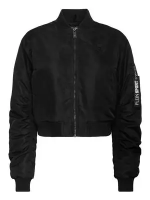 PLEIN SPORT Icon-detail Zip-up Bomber Jacket - Black