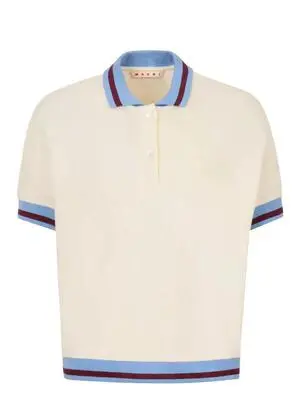 Marni Striped Trim Polo Shirt - Neutrals