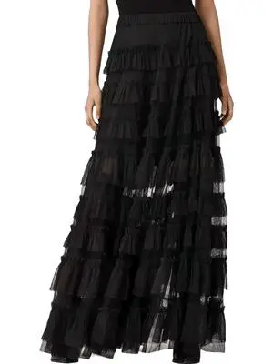 ALLSAINTS Aude Ruffled Maxi Skirt - Black