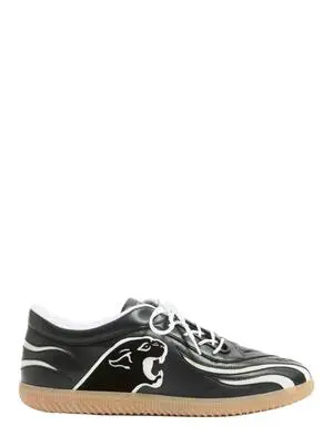 Valentino Garavani Kicky Panther-patch Leather Sneakers - Black