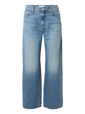 MOTHER The Dodger Flood Embroidered Mid-rise Straight-leg Jeans - Blue