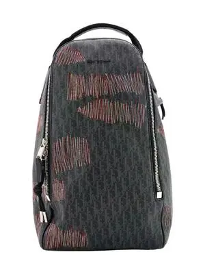 Dior Sling Stitched Darklight Coated Canvas Backpack - Black