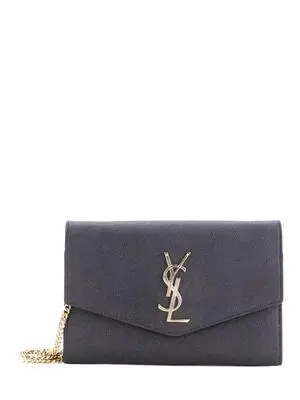 Saint Laurent Uptown Chain Wallet Leather Crossbody Bag - Black