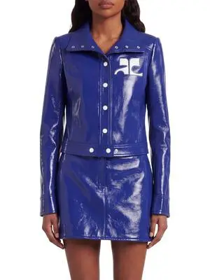 COURREGES Cropped Button-up Jacket - Blue