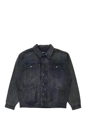 GLASS CYPRESS Embroidered Denim Jacket - Black