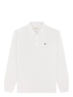 Aimé Leon Dore Long-sleeve Crest Piqué Polo - White