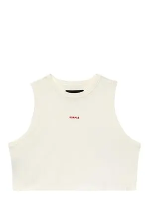 PURPLE BRAND Wordmark Muscle Tank - White