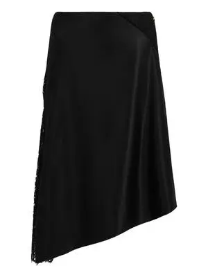 Givenchy Lace Insert Asymmetric Silk Midi Skirt - Black