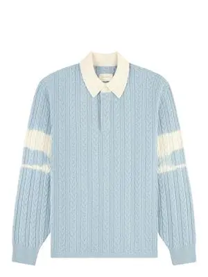 Aimé Leon Dore Collegiate Cable Knit Rugby - Blue