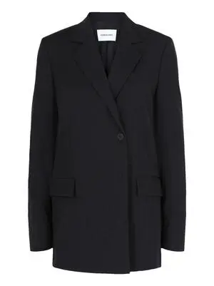 FERRAGAMO Single-breasted Wool Blazer - Blue