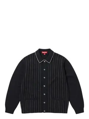 Supreme Herringbone Cardigan - Black