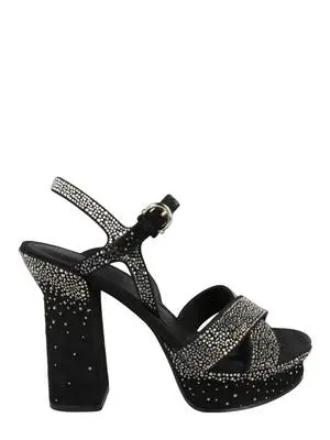FERRAGAMO Sonya Suede Platform Sandal - Black