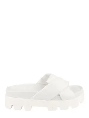 FERRAGAMO Air Lug Leather Slide - White