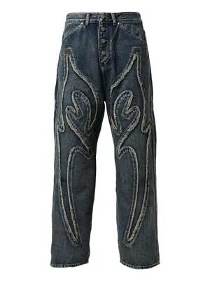 THUG CLUB Tribal Denim Pants - Blue