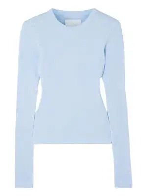 Citizens Of Humanity Pilar Cropped Waffle-knit T-shirt - Blue