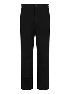 FERRAGAMO Flared Cotton Chino Trousers - Black