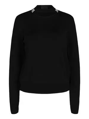 Givenchy Crystal Detailed Crew Neck Sweater - Black