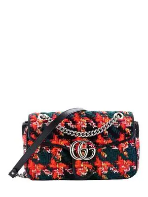 Gucci Gg Marmont Flap Tweed Small Shoulder Bag - Black