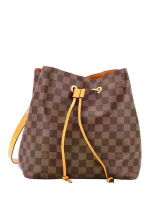 LOUIS VUITTON Neonoe Handbag Damier With Leather Mm Bucket Bag - Brown