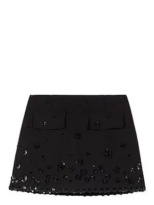 Maje Sequin-embellished Stretch-woven Skort - Black