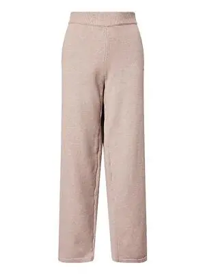 RU & ROCKA Knitted Jogging Bottoms With Embroidered Branding - Oatmeal