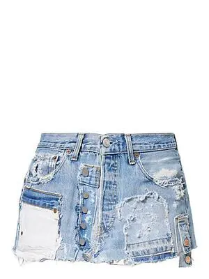 CASEY JEAN BY JEAN VINTAGE Patchwork Denim Mini Skirt - Vintage Blue
