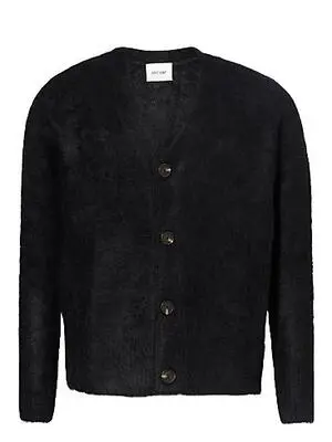 Soft Goat Brushed-knit Alpaca Wool-blend Cardigan - Black