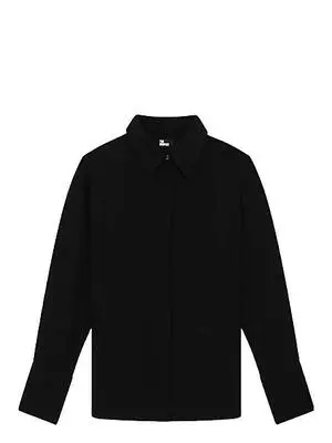 The Kooples Straight-cut Long-sleeve Satin Shirt - Black