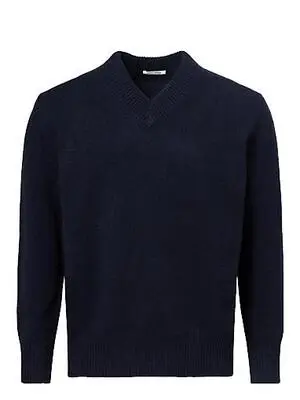 Soft Goat V-neck Cashmere Jumper - Navy