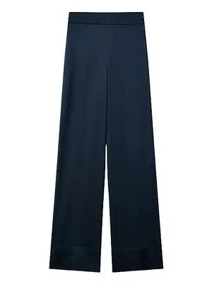 JOSEPH Wide-leg Silk-satin Trousers - Indigo