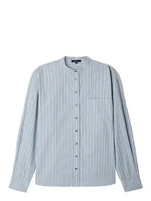 Soeur Formentera Striped Cotton Shirt - Bleu Ciel/noir