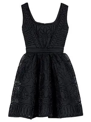 Maje Floral-embroidered Woven Mini Dress - Black